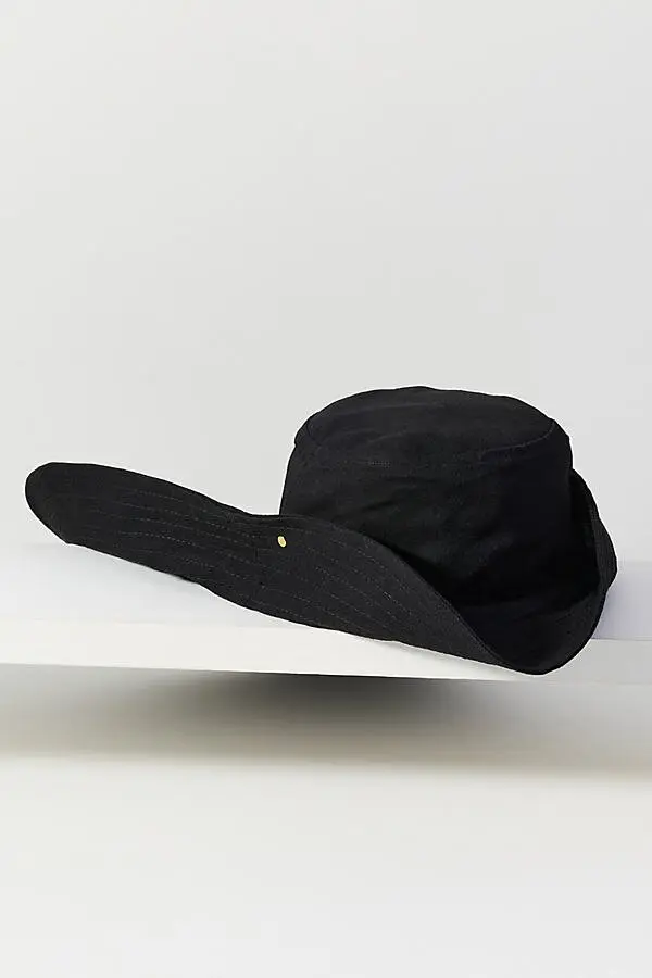 SENSI STUDIO Linen Beach Cowboy Hat - Black