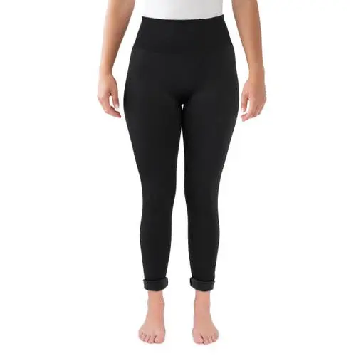 MUK LUKS High Waisted Faux Fur Lined Leggings - Black