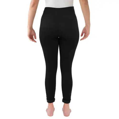 MUK LUKS High Waisted Faux Fur Lined Leggings - Black