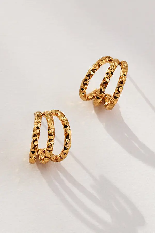 Anthropologie Water-resistant Textured Huggie Hoop Earrings - Gold