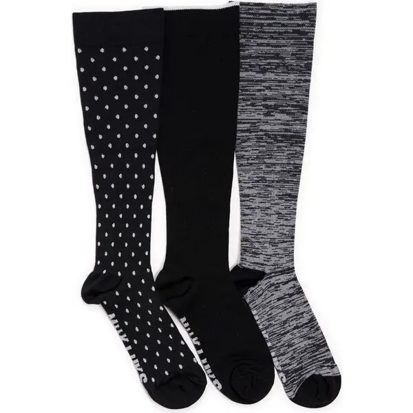 MUK LUKS Knee-high Compression Socks 3 Pair Pack - Black Multi