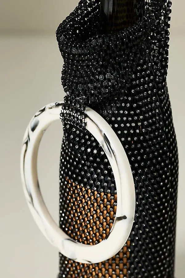 Anthropologie Diamanté Wine Bag - Black