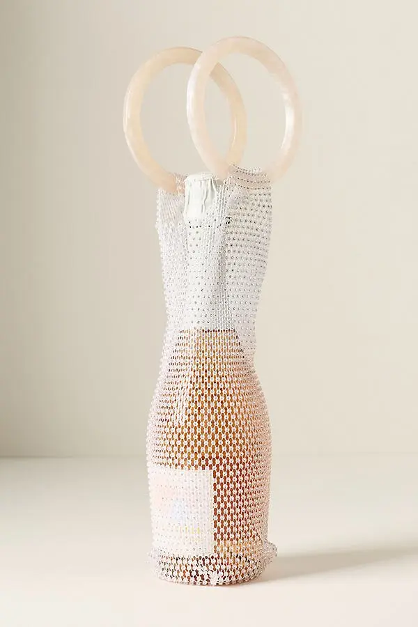 Anthropologie Diamanté Wine Bag - White