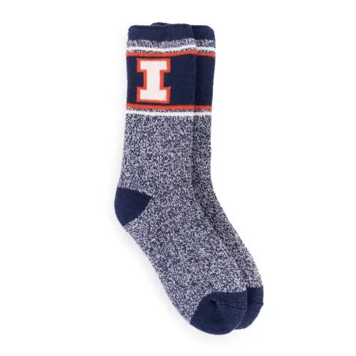 MUK LUKS Game Day Heat Retainer Crew Socks - Illinois