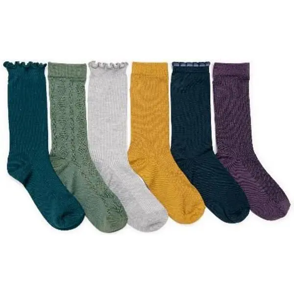 MUK LUKS Whisper Soft Crew Socks 6-pair Pack - Cool Multi