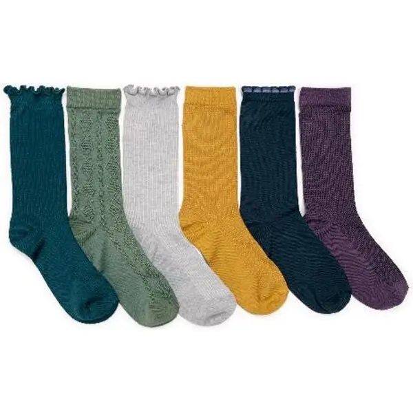 MUK LUKS Whisper Soft Crew Socks 6-pair Pack - Cool Multi