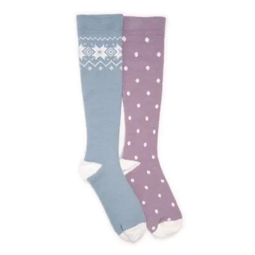 MUK LUKS Compression Cozy Tall Socks 2-pair Pack - Blue/purple Pack