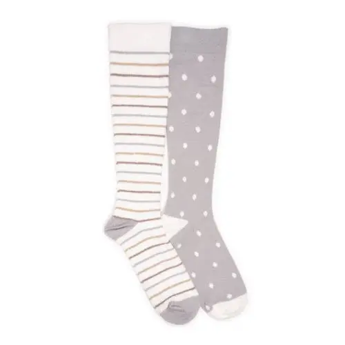 MUK LUKS Compression Cozy Tall Socks 2-pair Pack - Grey Pack