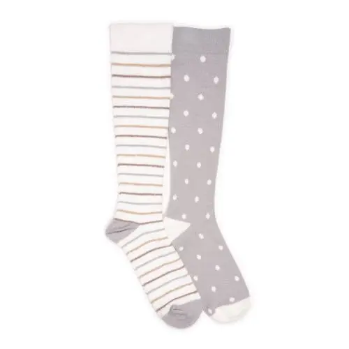 MUK LUKS Compression Cozy Tall Socks 2-pair Pack - Grey Pack