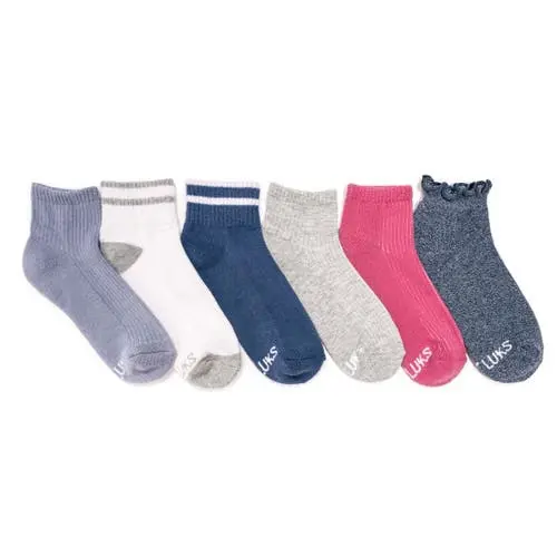 MUK LUKS Dream Step Mini Crew Socks 6-pair Pack - Cool Multi