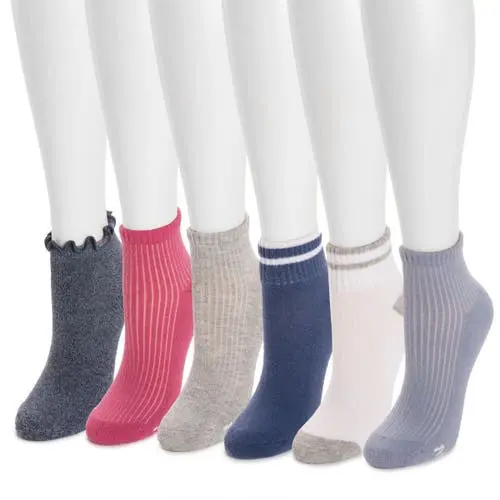 MUK LUKS Dream Step Mini Crew Socks 6-pair Pack - Cool Multi