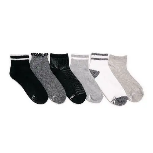 MUK LUKS Dream Step Mini Crew Socks 6-pair Pack - Dark Neutral