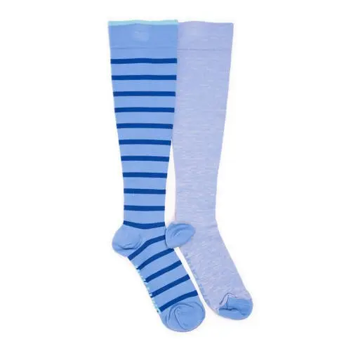 MUK LUKS Nylon Blend Compression Knee High Socks - Blue