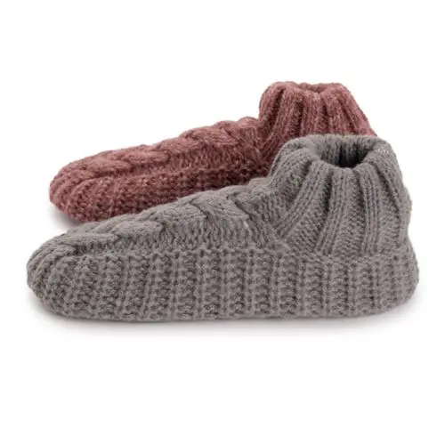 MUK LUKS Cuffed Sweater Knit Ballerinas 2-pair Pack - Ebony