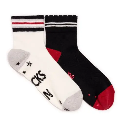 MUK LUKS Studio Quarter Crew Compression Socks 2-pair Pack - Ivory/black Pack