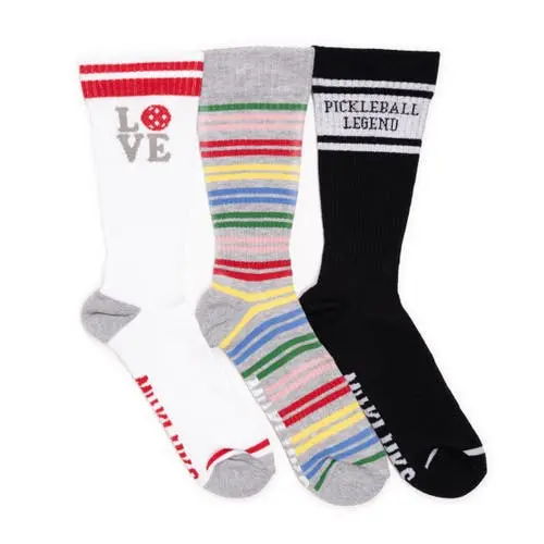 MUK LUKS 3-pair Pack Cotton Rib Compression Crew Socks - Rainbow