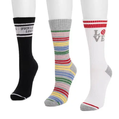 MUK LUKS 3-pair Pack Cotton Rib Compression Crew Socks