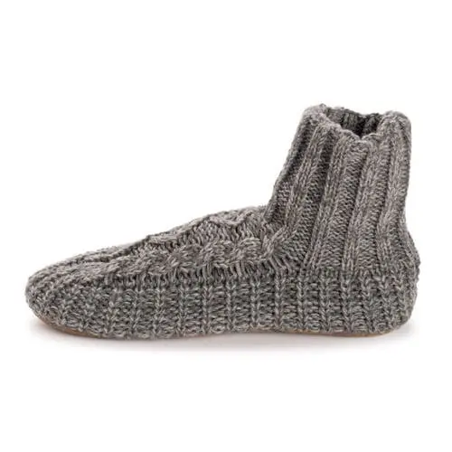 MUK LUKS Cable Bootie Slippers - Grey