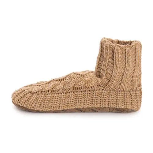 MUK LUKS Cable Bootie Slippers - Tan