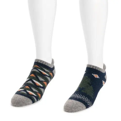 MUK LUKS No Show Wool Socks 2-pair Pack - Ecru