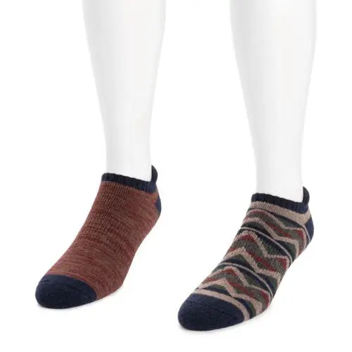 MUK LUKS No Show Wool Socks 2-pair Pack - Navy Multi