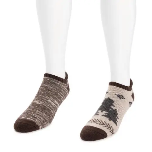 MUK LUKS No Show Wool Socks 2-pair Pack - Navy