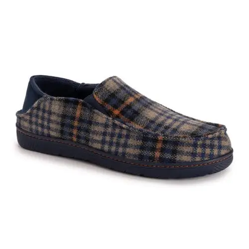 MUK LUKS Owen Step-down Slippers - Navy Plaid