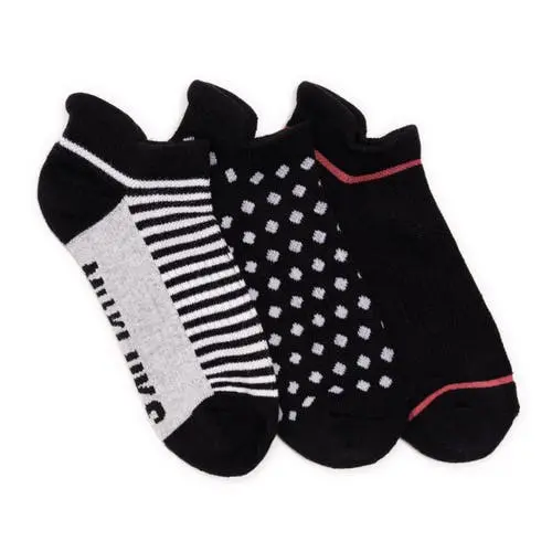 MUK LUKS Cotton Compression Ankle Socks 3-pair Pack - Ebony