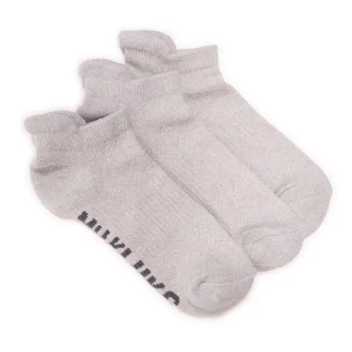 MUK LUKS Cotton Compression Ankle Socks 3-pair Pack - Gray Marl