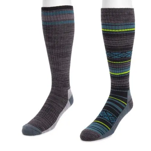 MUK LUKS Tall Compression Socks 2-pair Pack - Ebony/blue Steel