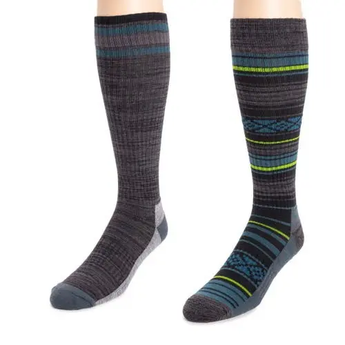 MUK LUKS Tall Compression Socks 2-pair Pack - Ebony/blue Steel