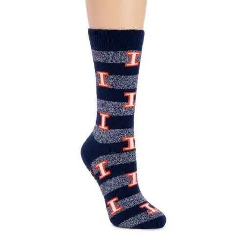 MUK LUKS Game Day Terry Loop Crew Socks - Illinois