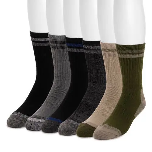 MUK LUKS Heat Retainer Crew Socks 6-pair Pack