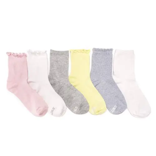 MUK LUKS 6 Pair Whisper Soft Crew Socks Pack - Pastel