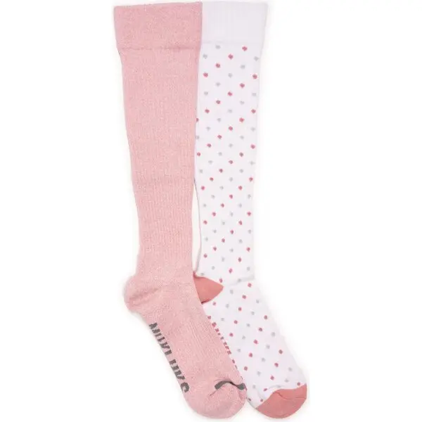 MUK LUKS Cotton Compression Knee-high Socks 2-pair Pack - Blush