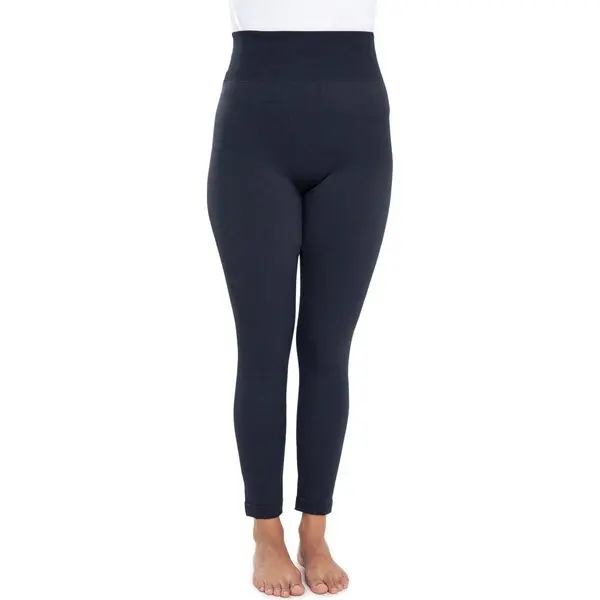 MUK LUKS Fleece Lined Leggings With 4" Waistband - Navy