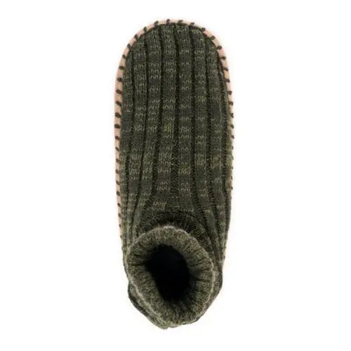 MUK LUKS Cuff Bootie Slipper - Dark Green Marl