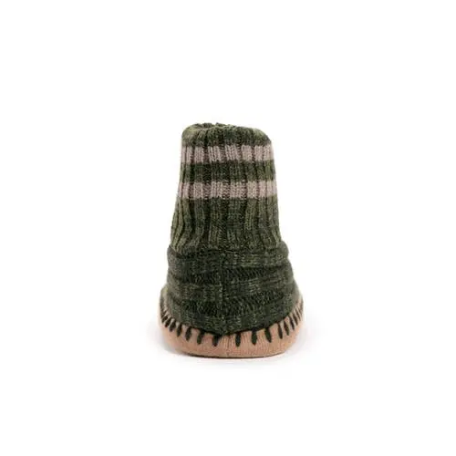MUK LUKS Cuff Bootie Slipper - Dark Green Marl