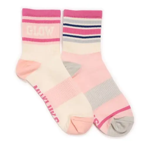 MUK LUKS Nylon Quarter Crew Compression Socks 2 Pair Pack - Pink Pack
