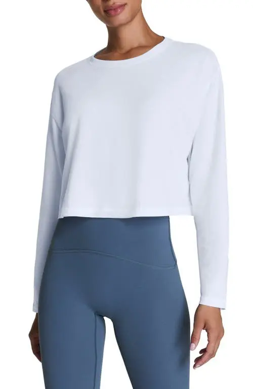 Spanx Outpace Crop Long Sleeve Top - Vivid White