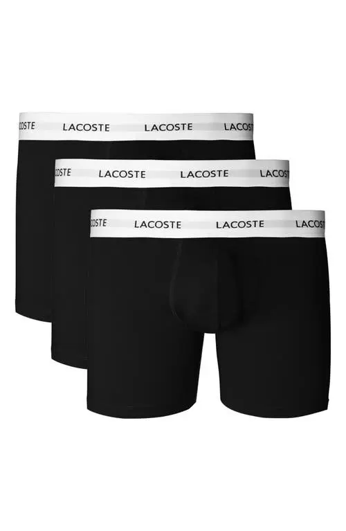 Lacoste Core Essentials Assorted 3-pack Stretch Cotton Boxer Briefs - Black