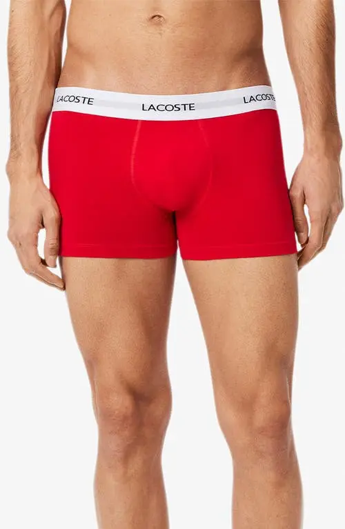 Lacoste Core Essentials Assorted 3-pack Stretch Cotton Boxer Briefs - Law Navy Blue/white-red