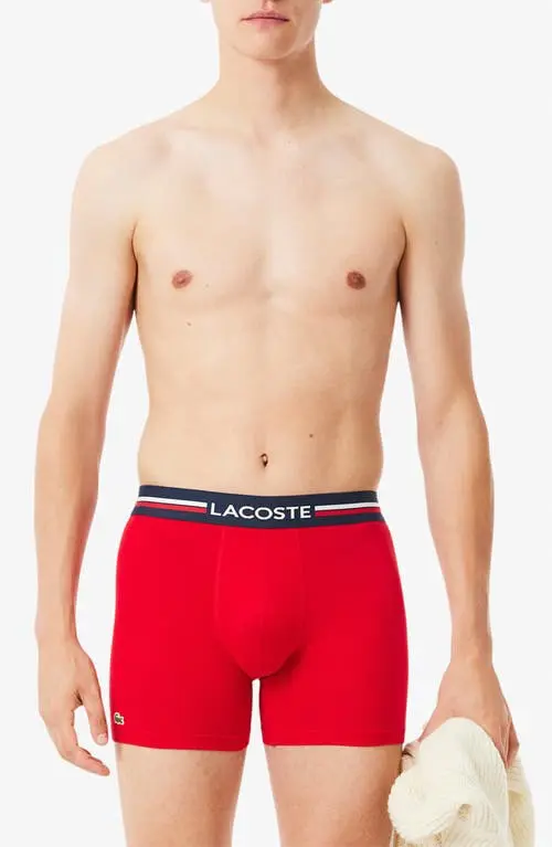 Lacoste Assorted 3-pack Stretch Cotton Boxer Briefs - Navy Blue/silver Chine