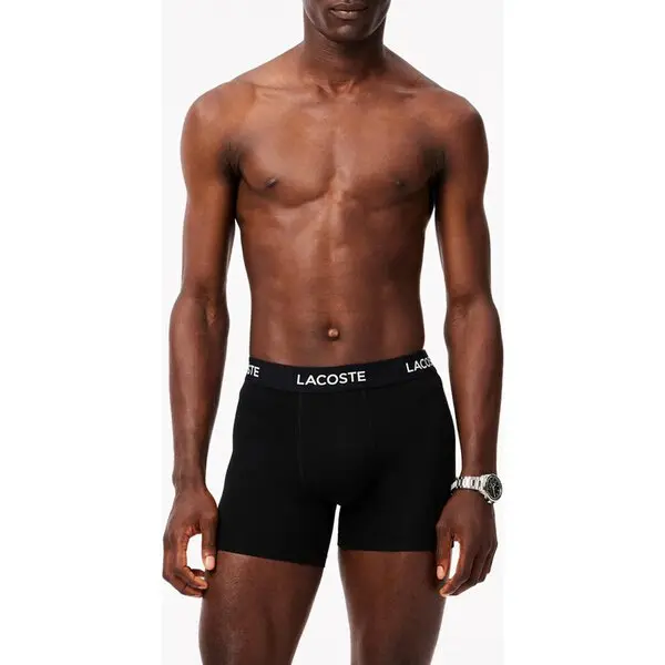 Lacoste Core Essentials Assorted 5-pack Stretch Cotton Boxer Briefs - Black