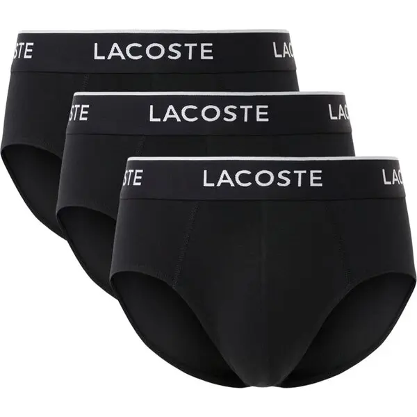 Lacoste Core Essentials Assorted 3-pack Stretch Cotton Briefs - Black