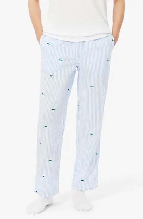 Lacoste Monogram Stretch Cotton Pajama Pants - Eip Overview/white-green