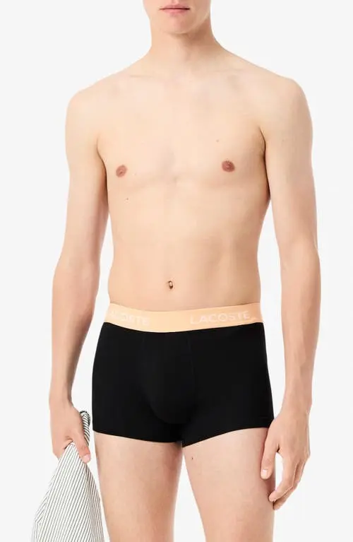 Lacoste Core Essentials Stretch Cotton Boxer Briefs - Black/ledge-reseda-pastil