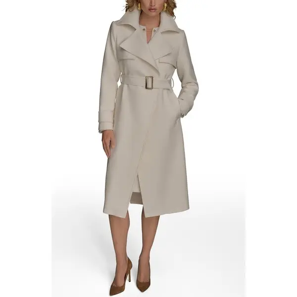 Donna Karan New York Belted Long Raincoat - Cream