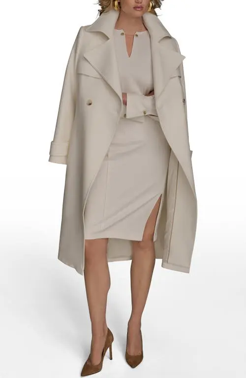Donna Karan New York Belted Long Raincoat - Cream