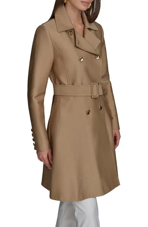 Donna Karan New York Water-resistant Skirted Cotton-blend Trench Coat